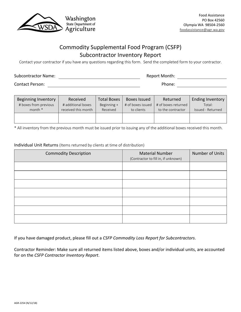 AGR Form 2254 - Fill Out, Sign Online and Download Fillable PDF ...
