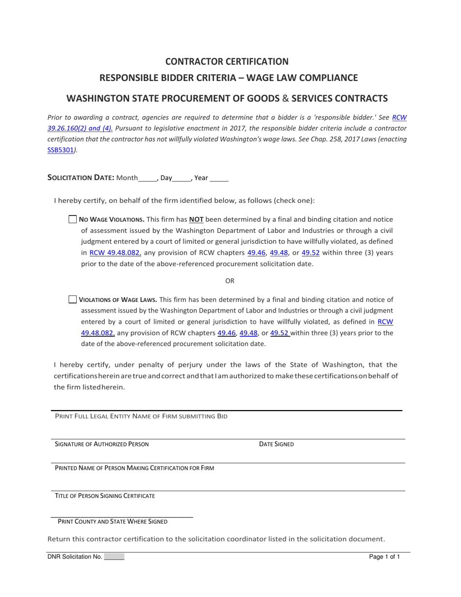 Washington Wage Law Compliance Form for Harvesting Services - Fill Out ...