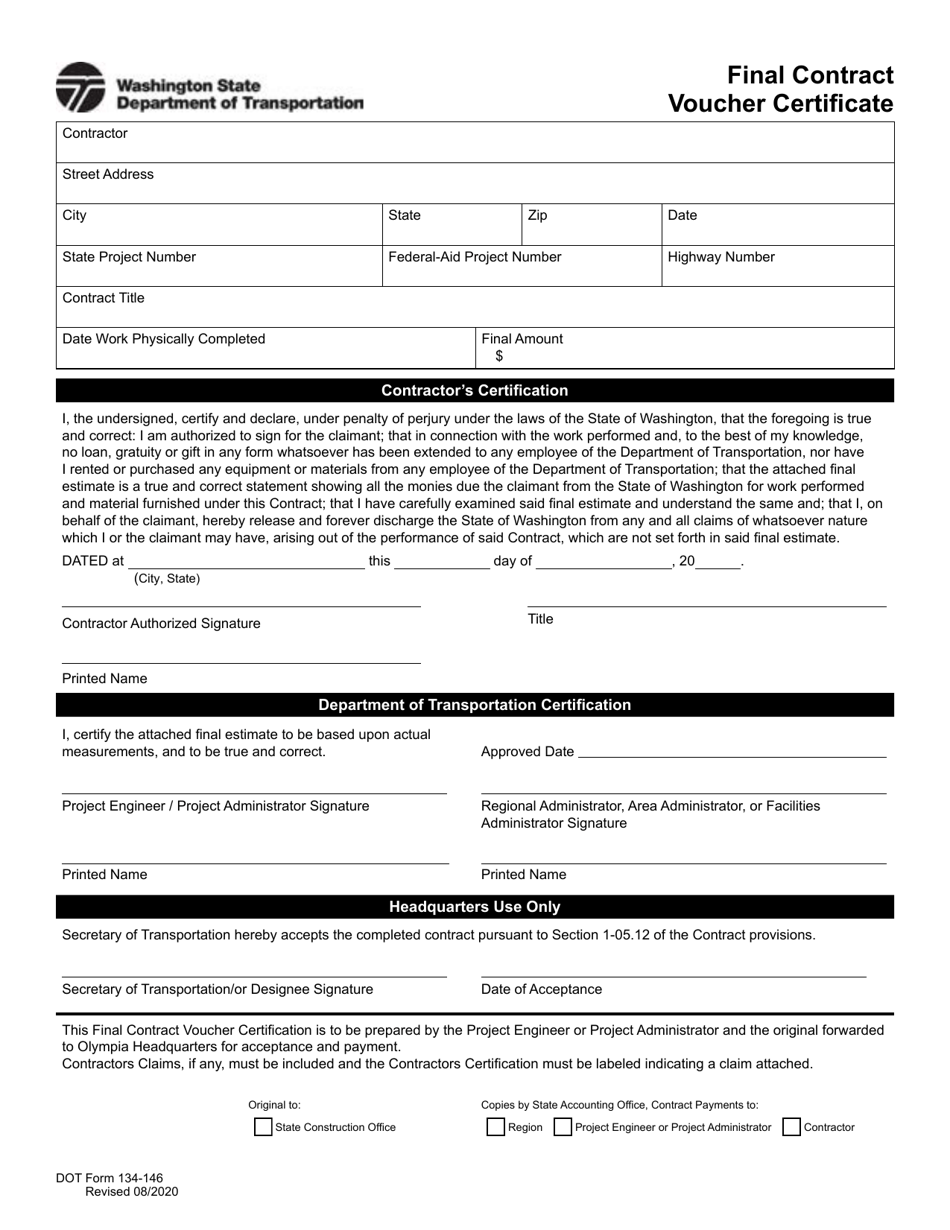 DOT Form 134-146 - Fill Out, Sign Online and Download Fillable PDF ...