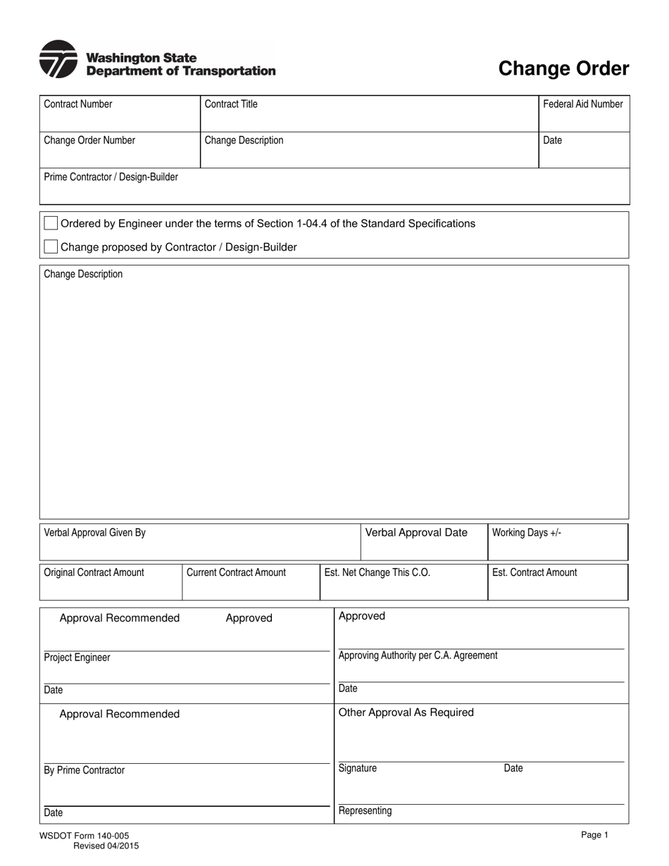 DOT Form 140-005 - Fill Out, Sign Online and Download Fillable PDF ...