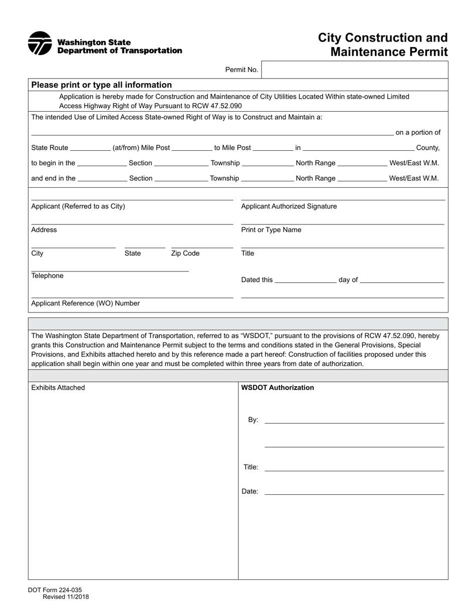 DOT Form 224-035 - Fill Out, Sign Online and Download Fillable PDF ...