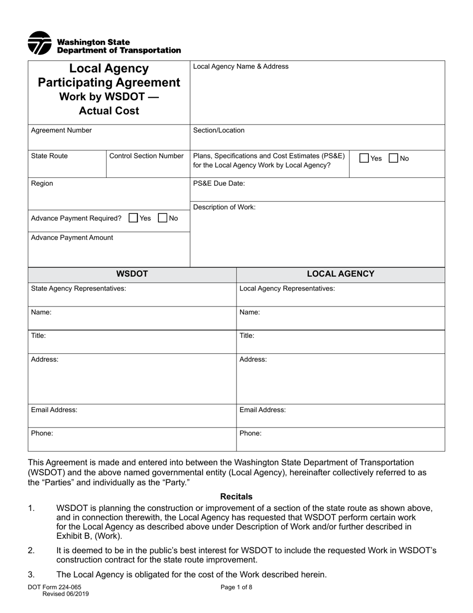 DOT Form 224-065 - Fill Out, Sign Online and Download Fillable PDF ...