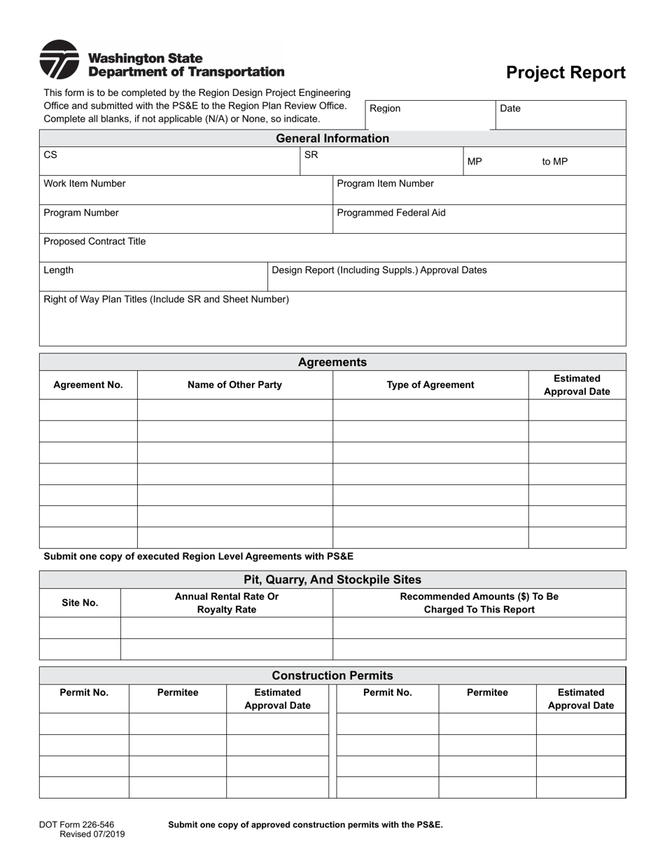 DOT Form 226-546 - Fill Out, Sign Online and Download Fillable PDF ...