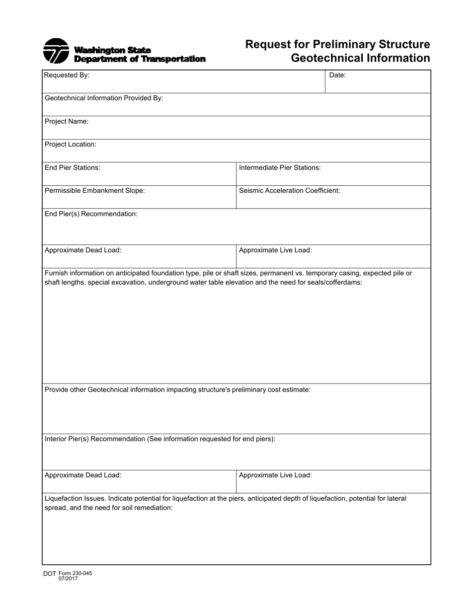 DOT Form 230-045 - Fill Out, Sign Online and Download Fillable PDF ...