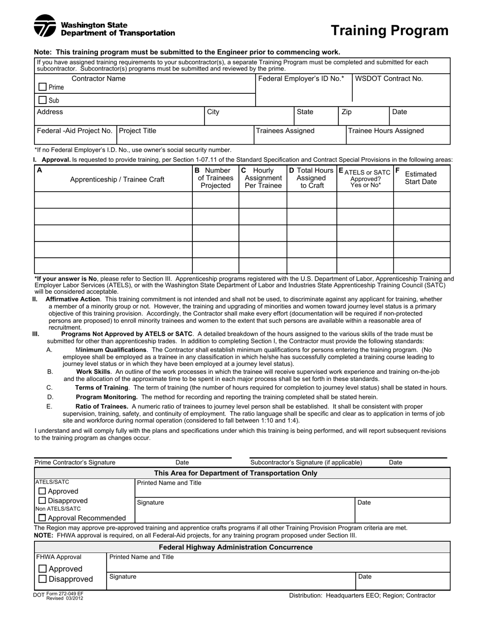 DOT Form 272-049 - Fill Out, Sign Online and Download Fillable PDF ...