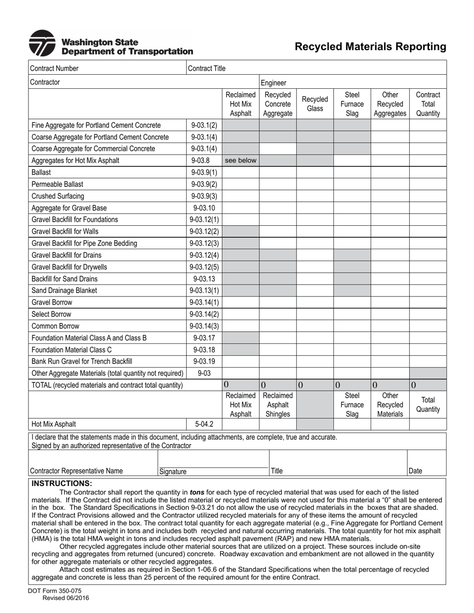 DOT Form 350-075 - Fill Out, Sign Online and Download Fillable PDF ...