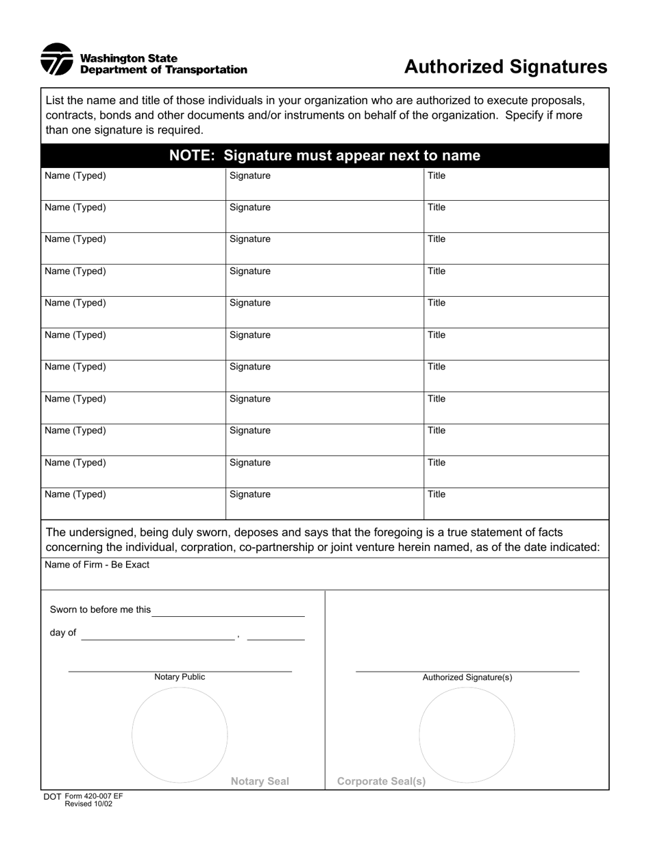 DOT Form 420-007 - Fill Out, Sign Online and Download Fillable PDF ...