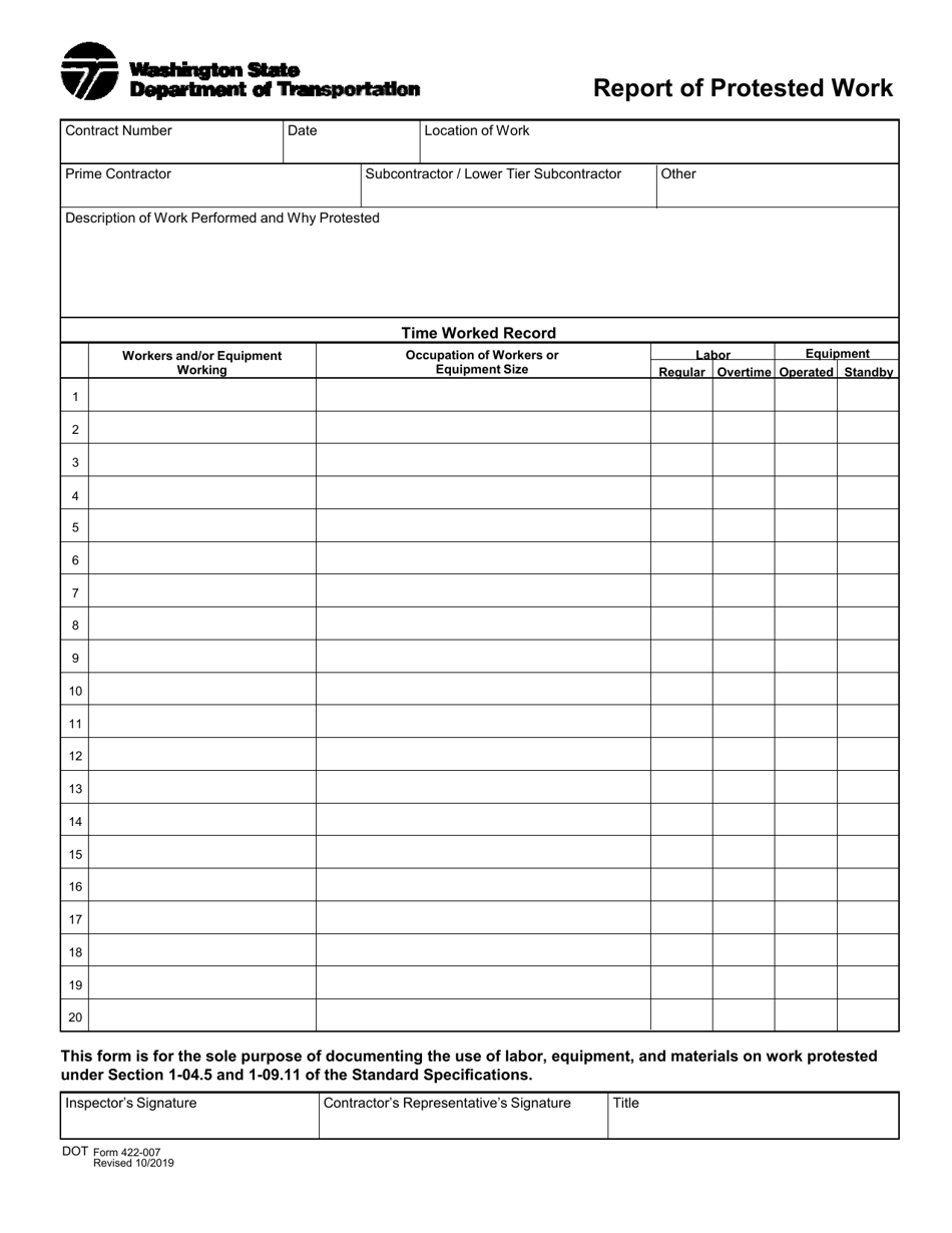 DOT Form 422-007 - Fill Out, Sign Online and Download Fillable PDF ...