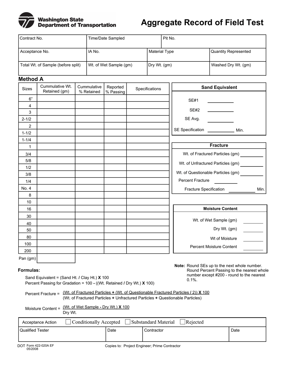 DOT Form 422-020A - Fill Out, Sign Online and Download Fillable PDF ...