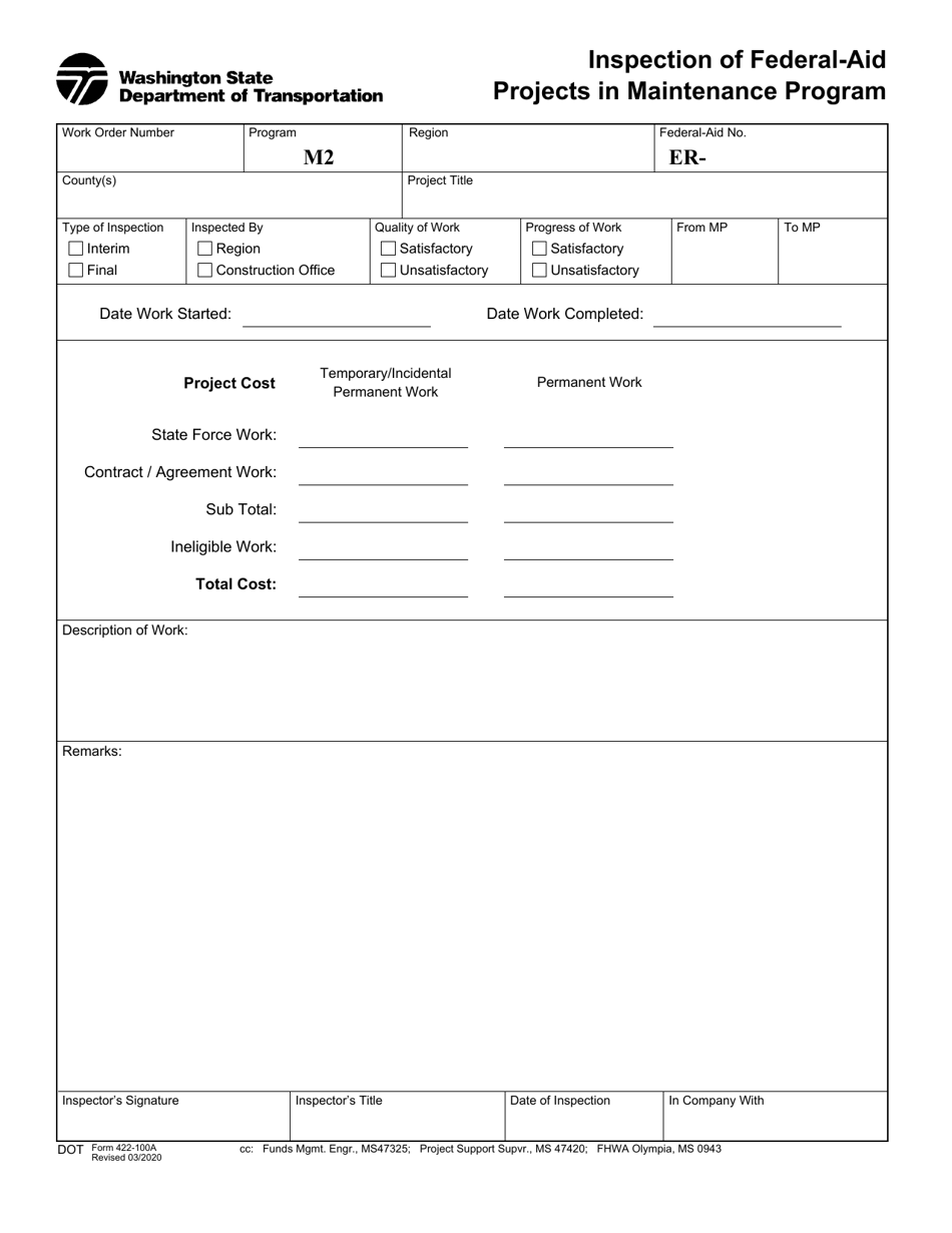 DOT Form 422-100A - Fill Out, Sign Online and Download Fillable PDF ...
