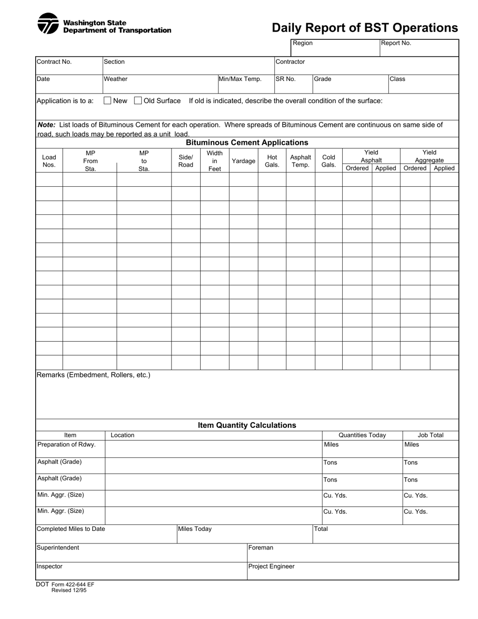 DOT Form 422-644 - Fill Out, Sign Online and Download Fillable PDF ...