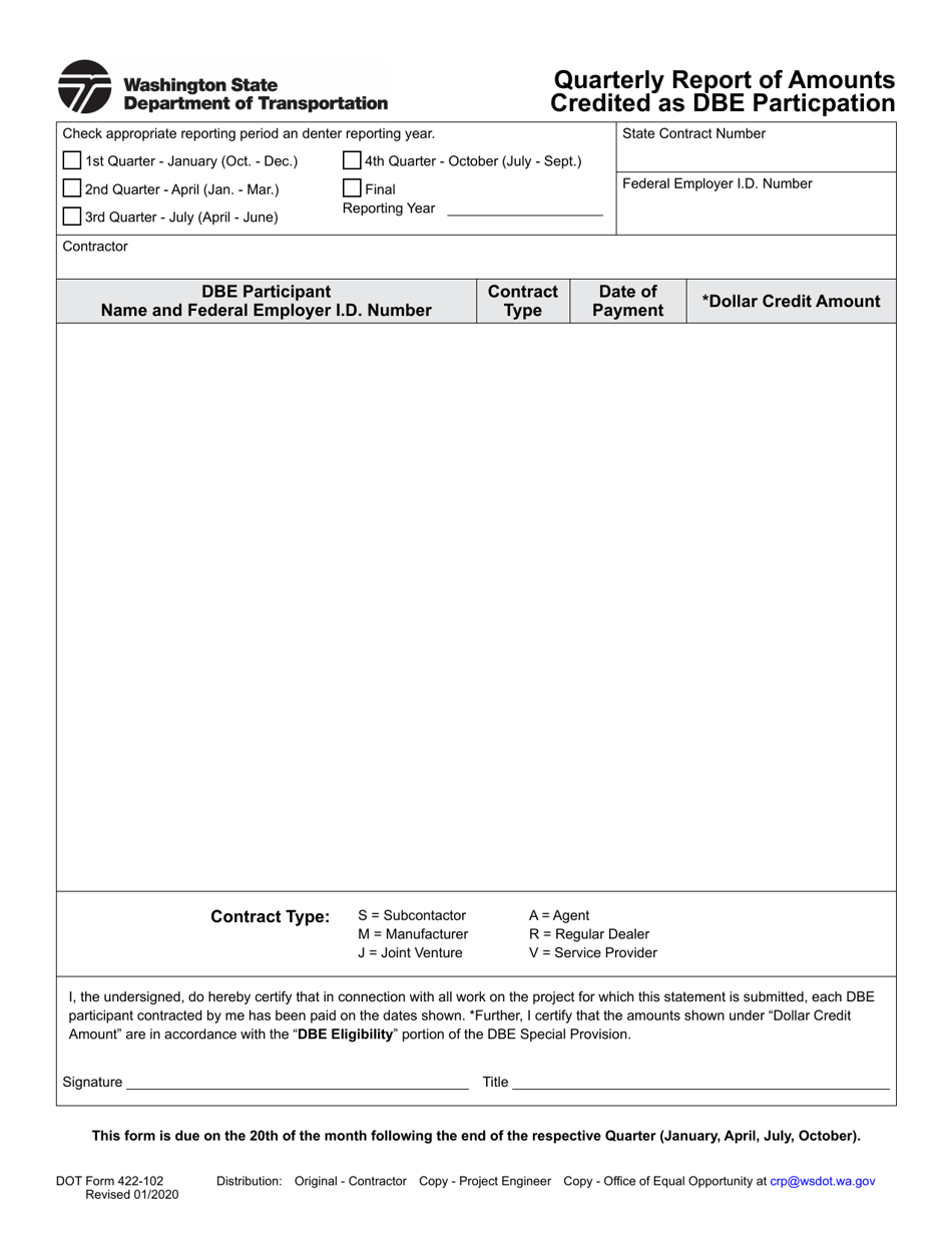 DOT Form 422-102 - Fill Out, Sign Online and Download Fillable PDF ...