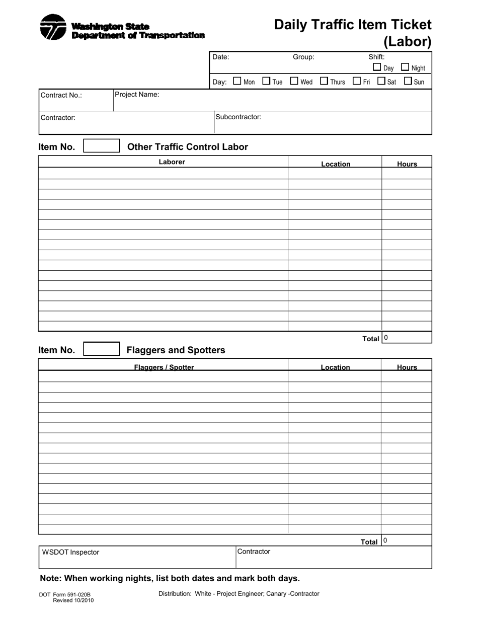 DOT Form 591-020B - Fill Out, Sign Online and Download Fillable PDF ...