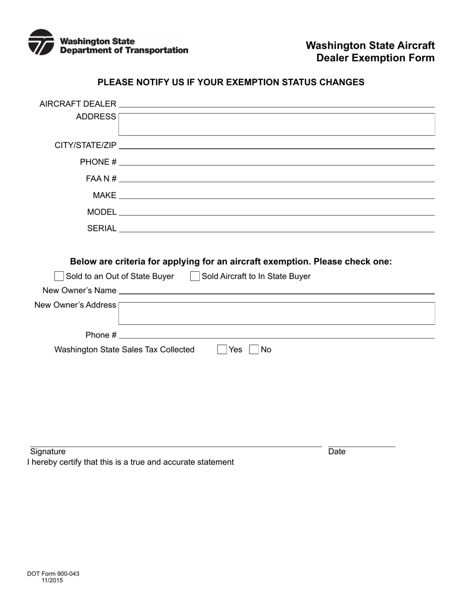 DOT Form 900-043 - Fill Out, Sign Online and Download Fillable PDF ...