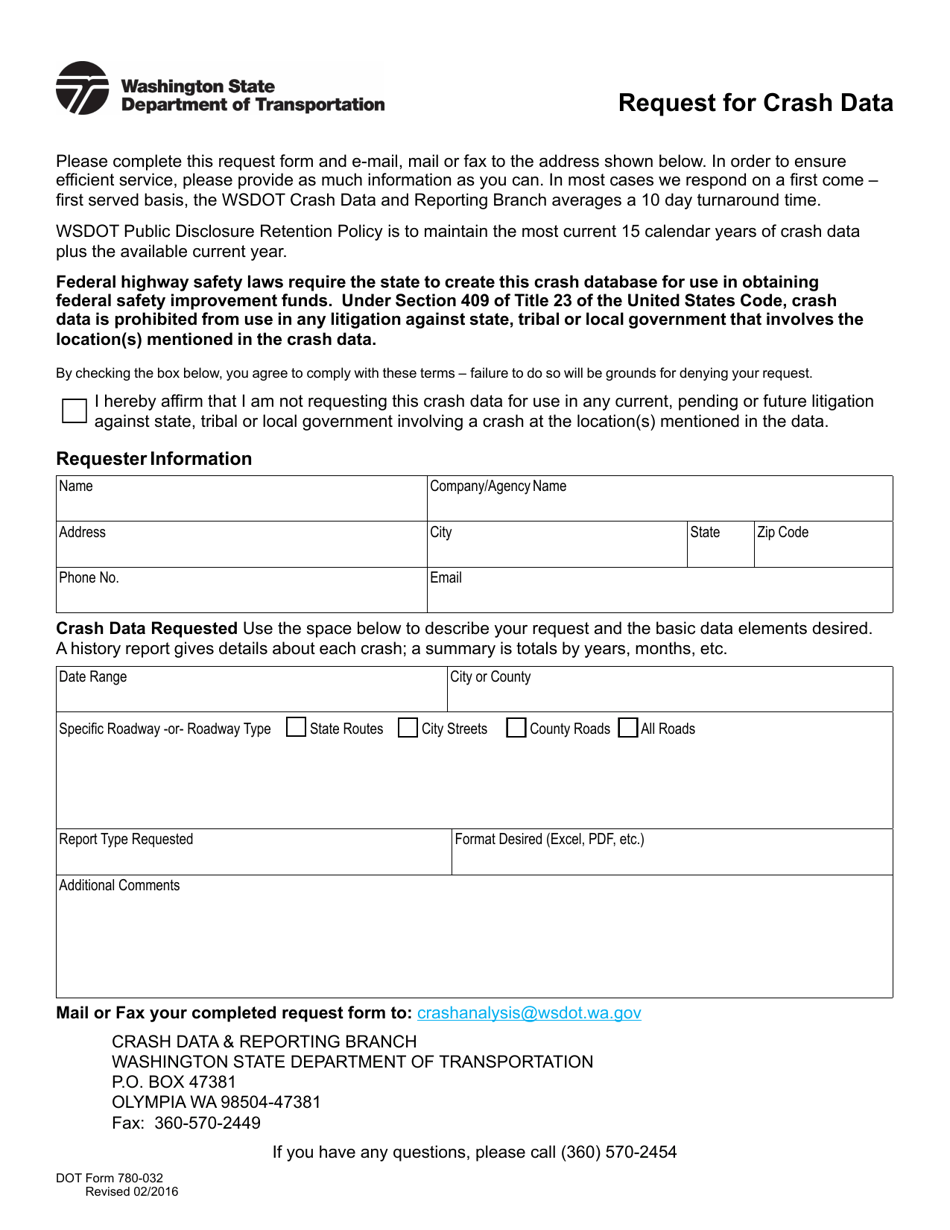DOT Form 780-032 - Fill Out, Sign Online and Download Fillable PDF ...