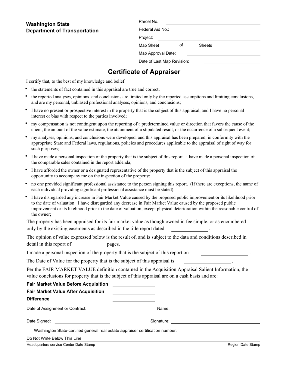 Washington Certificate of Appraiser - Fill Out, Sign Online and ...