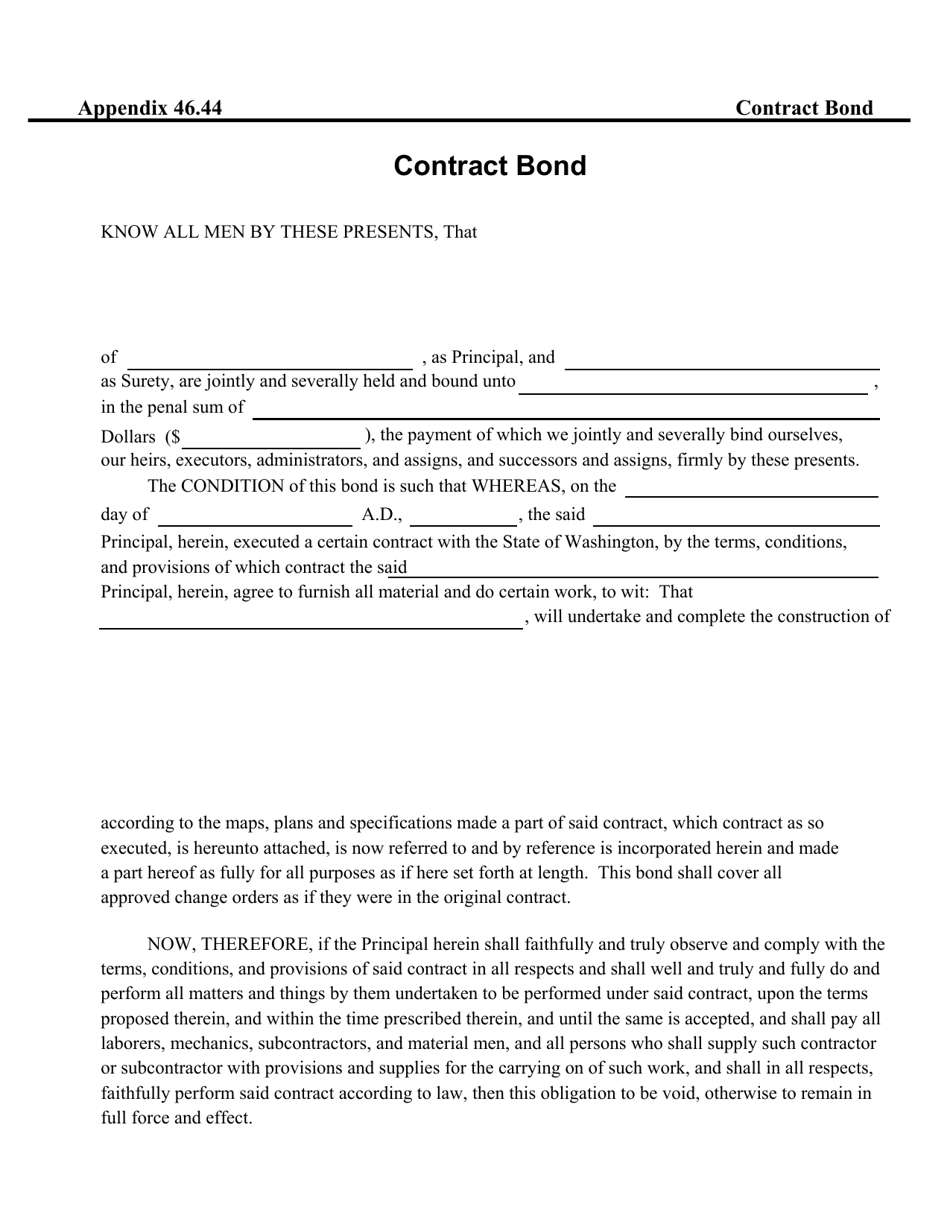 Washington Contract Bond - Fill Out, Sign Online and Download PDF ...