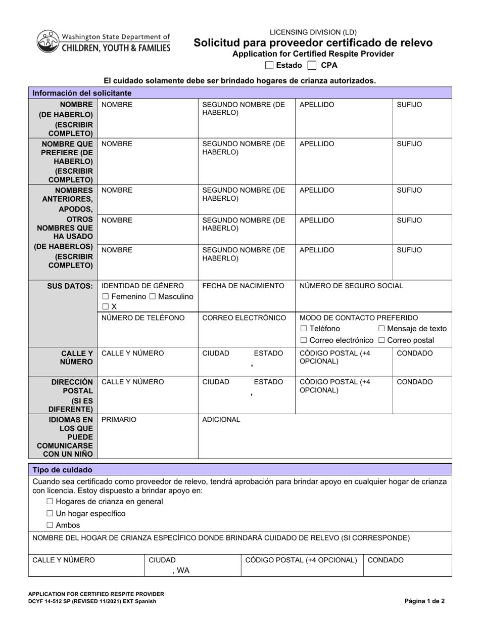 DCYF Formulario 14-512 - Fill Out, Sign Online and Download Fillable ...