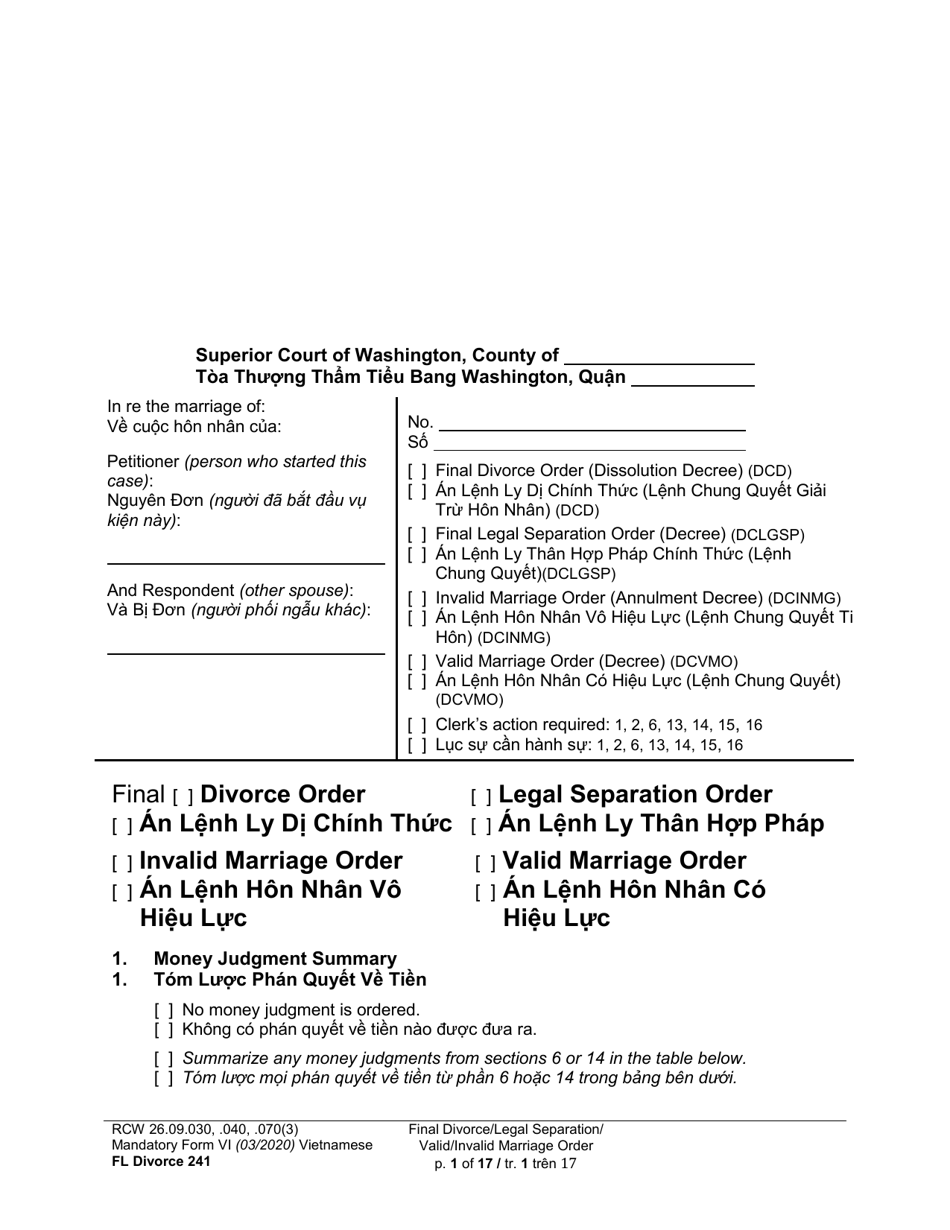 Form FL Divorce241 - Fill Out, Sign Online and Download Printable PDF ...
