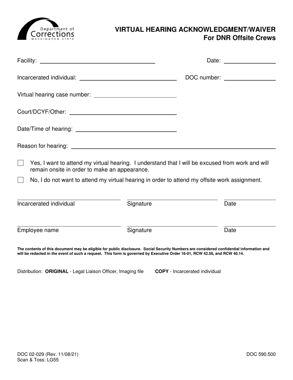 Form DOC02-029 - Fill Out, Sign Online and Download Printable PDF ...