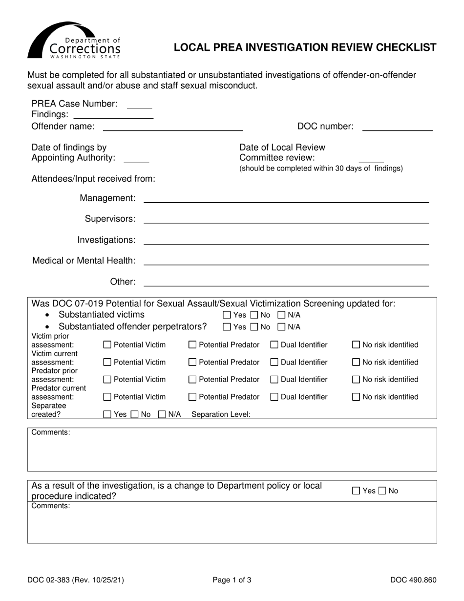 Form DOC02-383 Download Printable PDF or Fill Online Local Prea ...