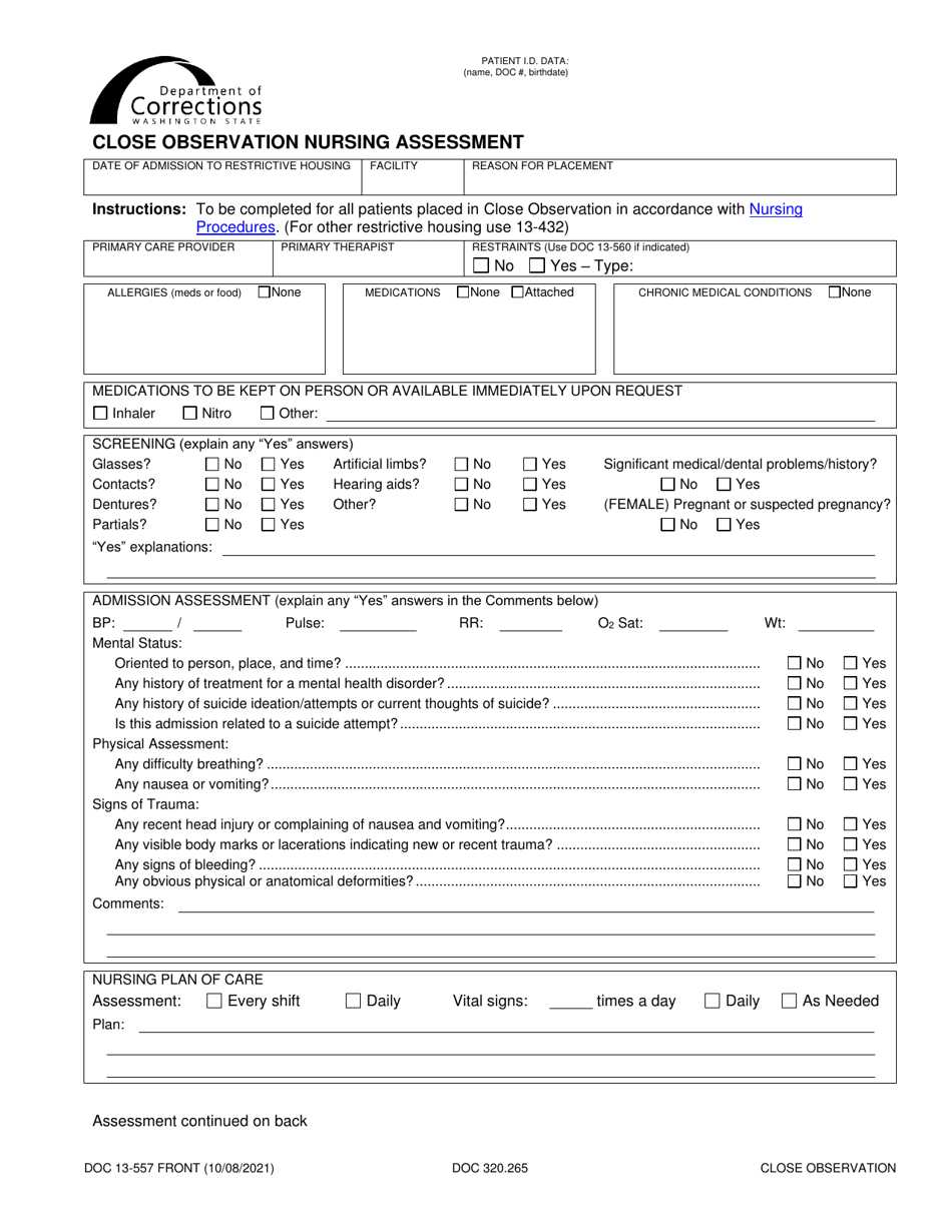 Form DOC13-557 - Fill Out, Sign Online and Download Printable PDF ...