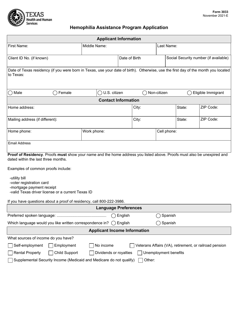 Form 3033 - Fill Out, Sign Online and Download Fillable PDF, Texas ...