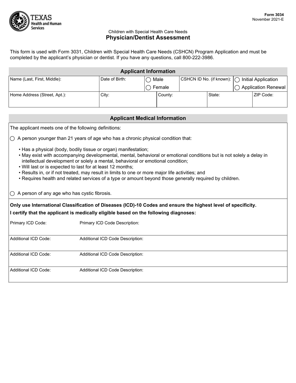 Form 3034 Download Fillable PDF or Fill Online Physician/Dentist ...