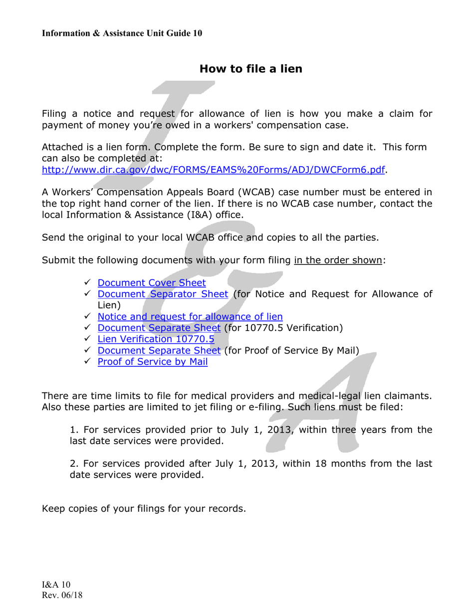 Form I&A10 - Fill Out, Sign Online and Download Printable PDF ...