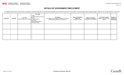 Form IMM0149 Download Fillable PDF or Fill Online Details of Government ...