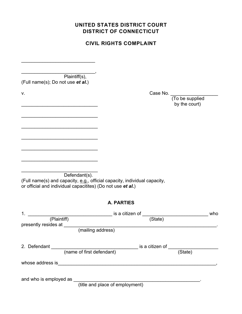 Connecticut Civil Rights Complaint - Fill Out, Sign Online and Download ...