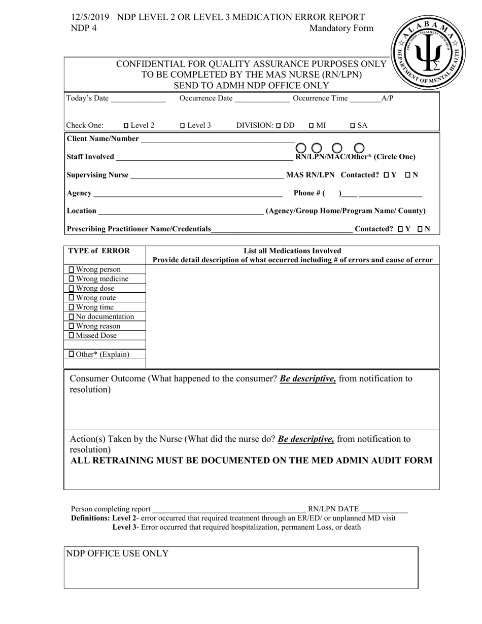 Form NDP4 Download Fillable PDF or Fill Online Level 2 or Level 3 ...
