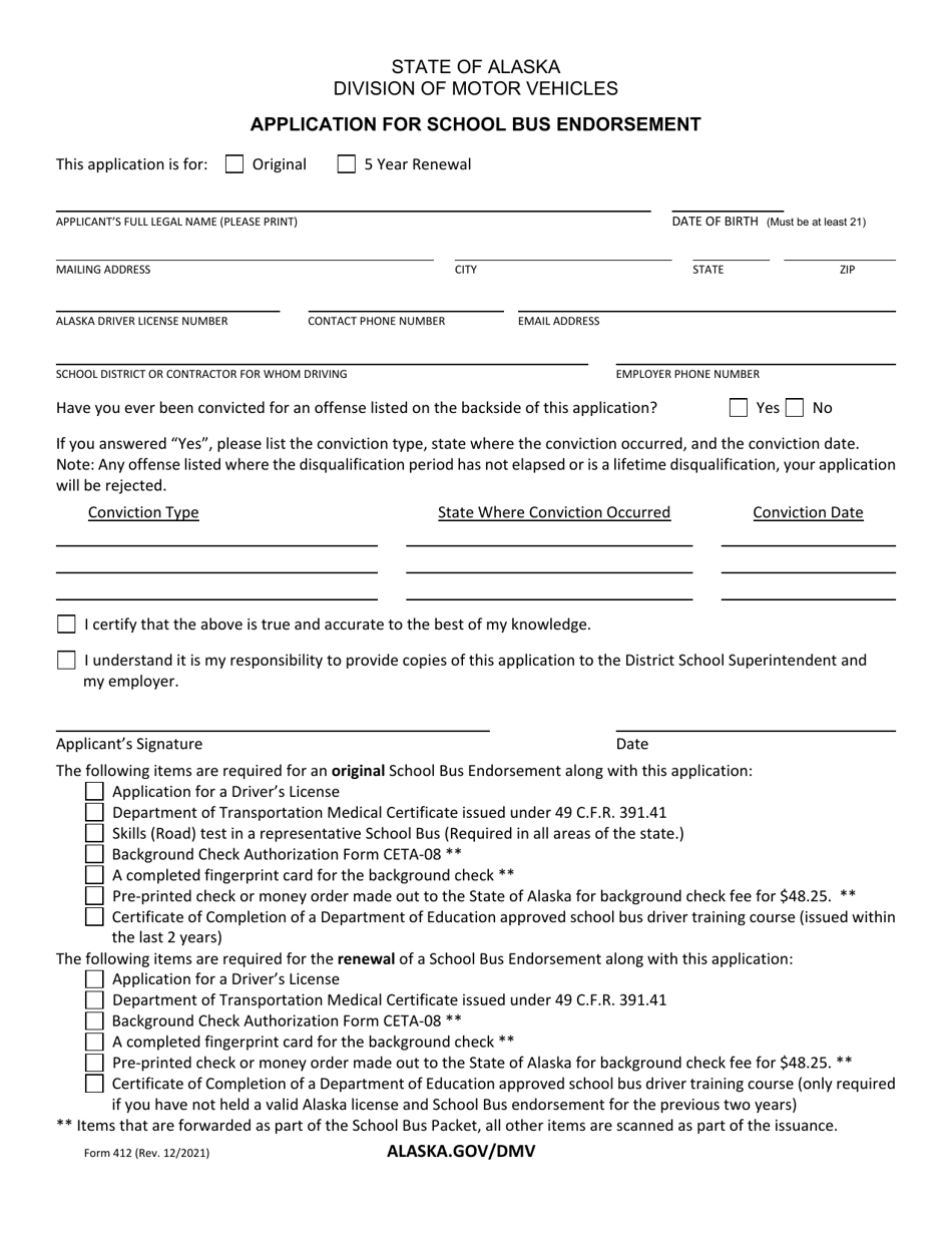 Form 412 - Fill Out, Sign Online and Download Fillable PDF, Alaska ...