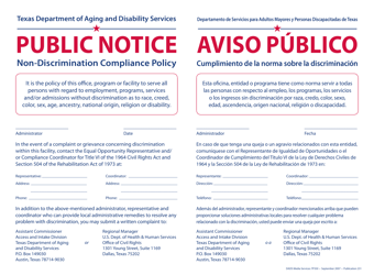 Texas Public Notice - Non-discrimination Compliance Policy (English ...