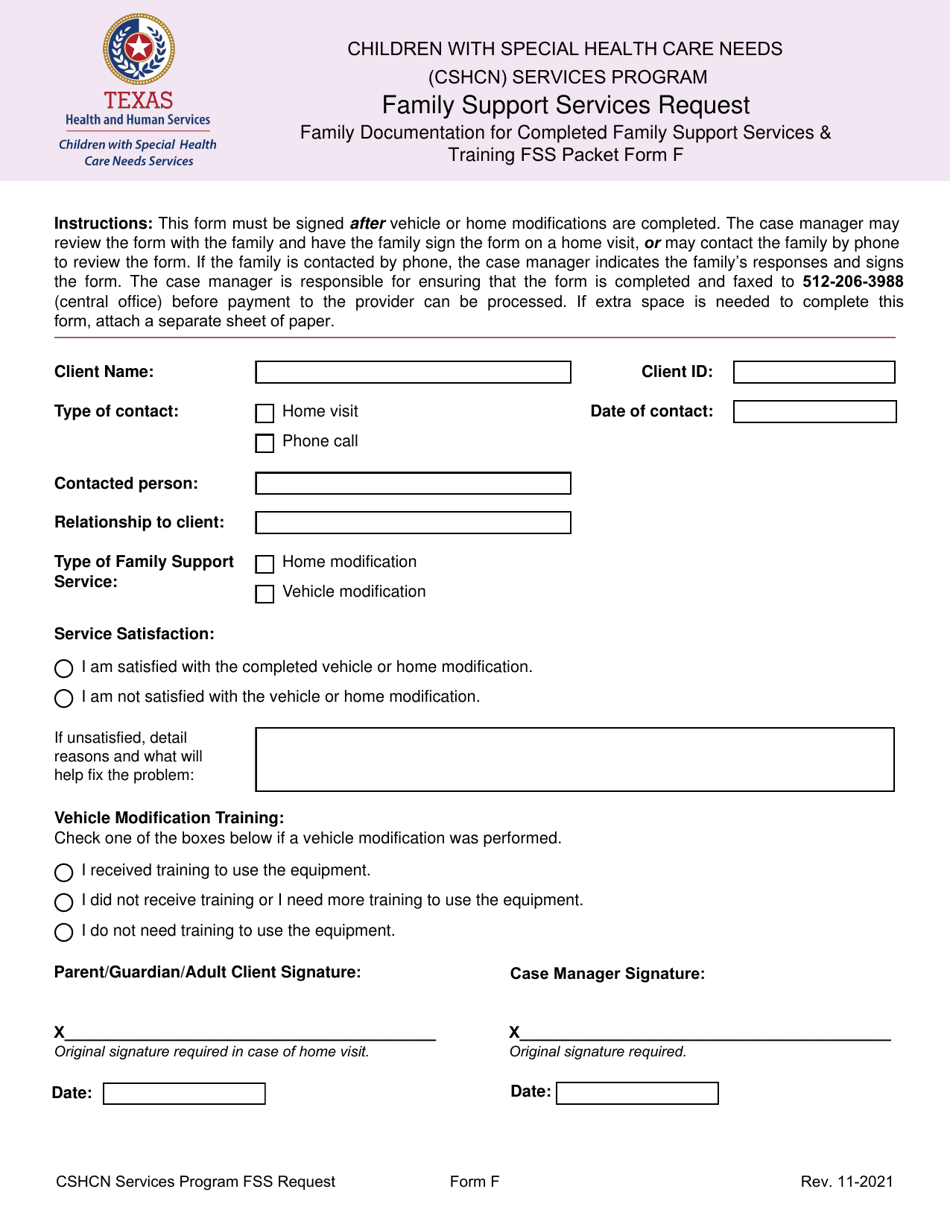 Form F - Fill Out, Sign Online and Download Fillable PDF, Texas ...