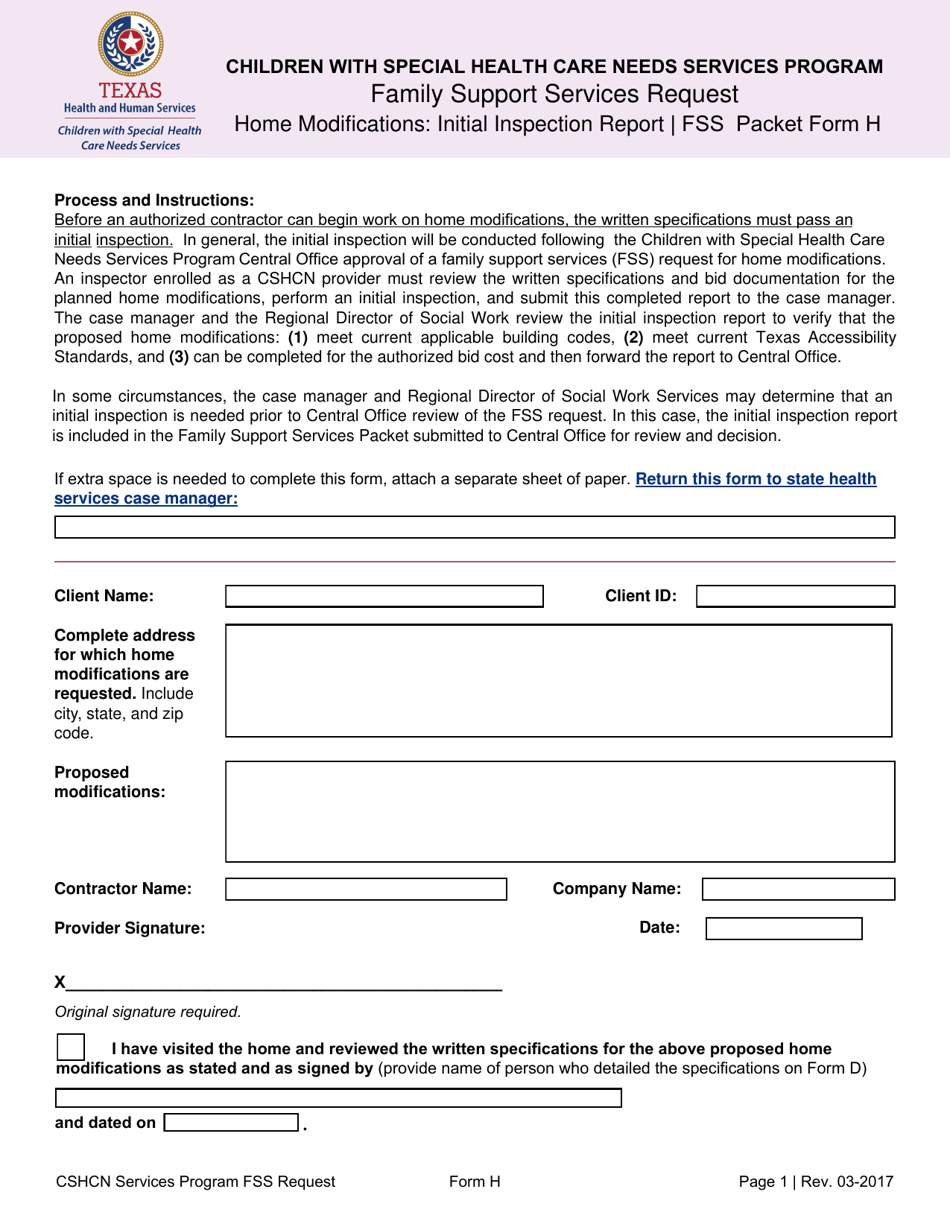 Form H - Fill Out, Sign Online and Download Fillable PDF, Texas ...