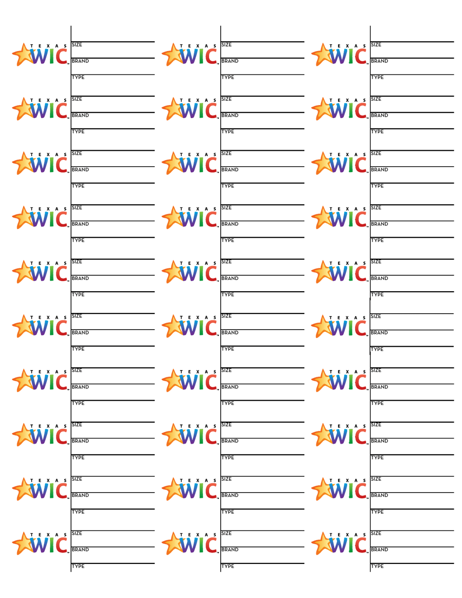 Texas Wic Non-leb Labels - Fill Out, Sign Online and Download PDF ...