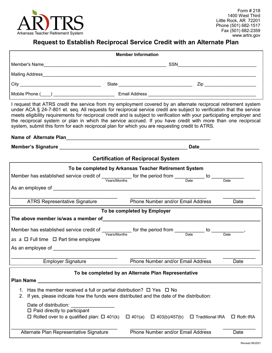 Form 218 - Fill Out, Sign Online and Download Printable PDF, Arkansas ...