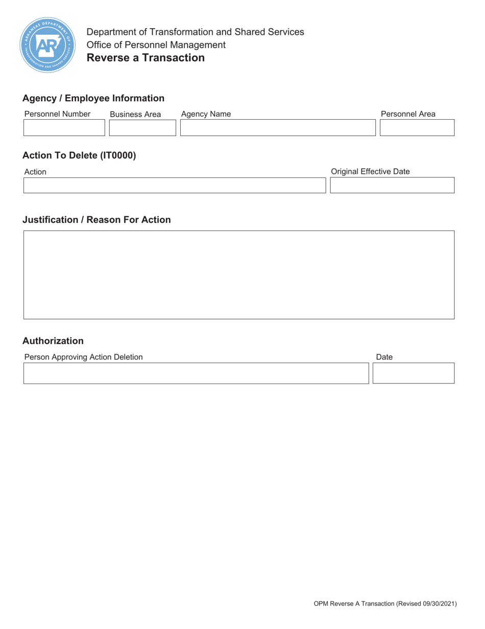 Arkansas Reverse a Transaction Download Fillable PDF 2019 — 2025 ...