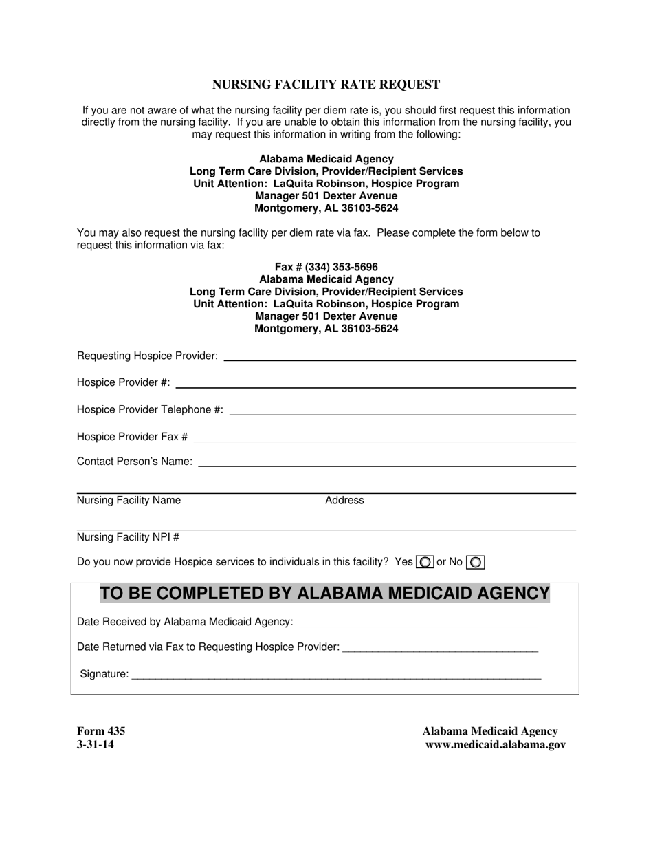 Form 435 - Fill Out, Sign Online and Download Fillable PDF, Alabama ...