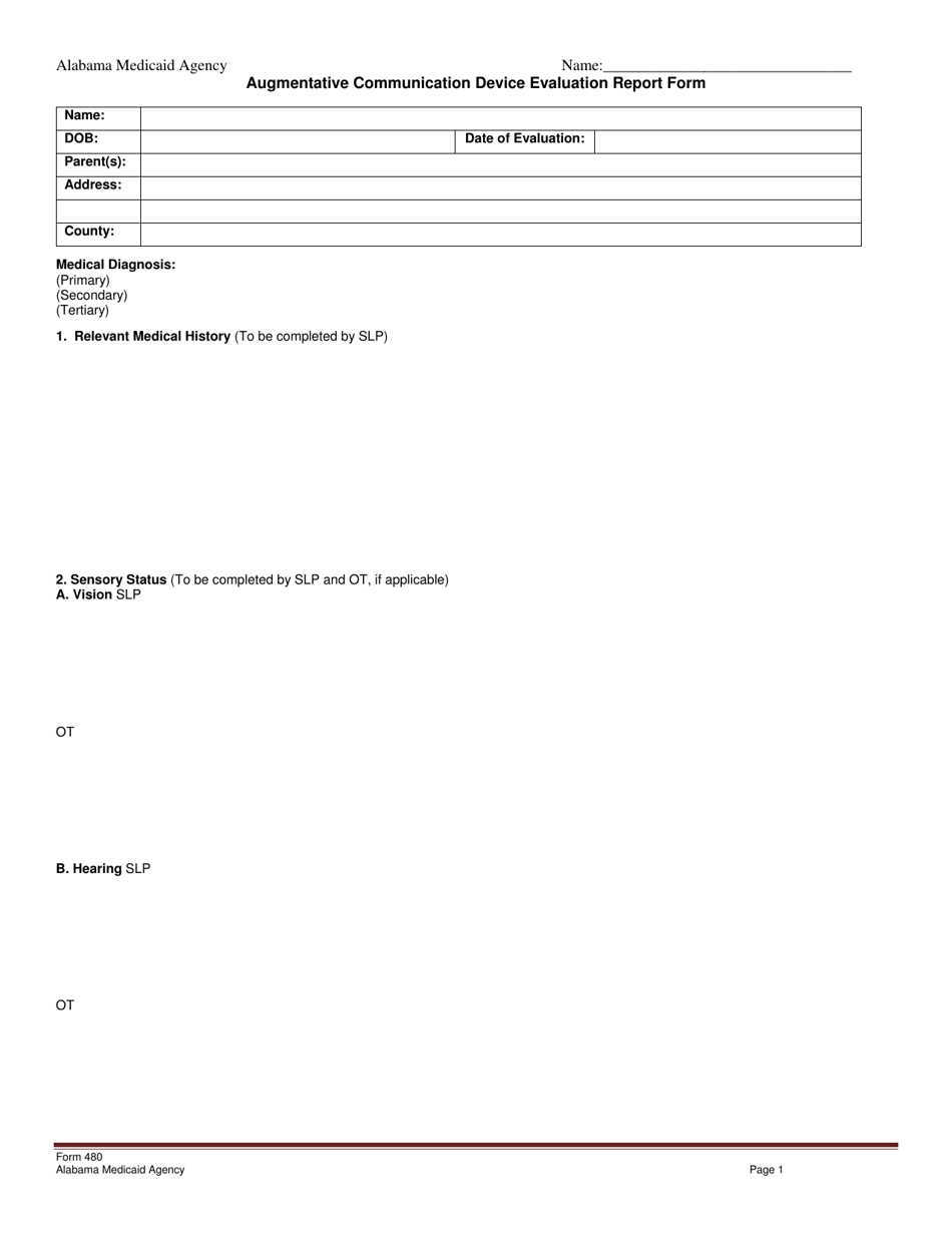 Form 480 - Fill Out, Sign Online and Download Fillable PDF, Alabama ...