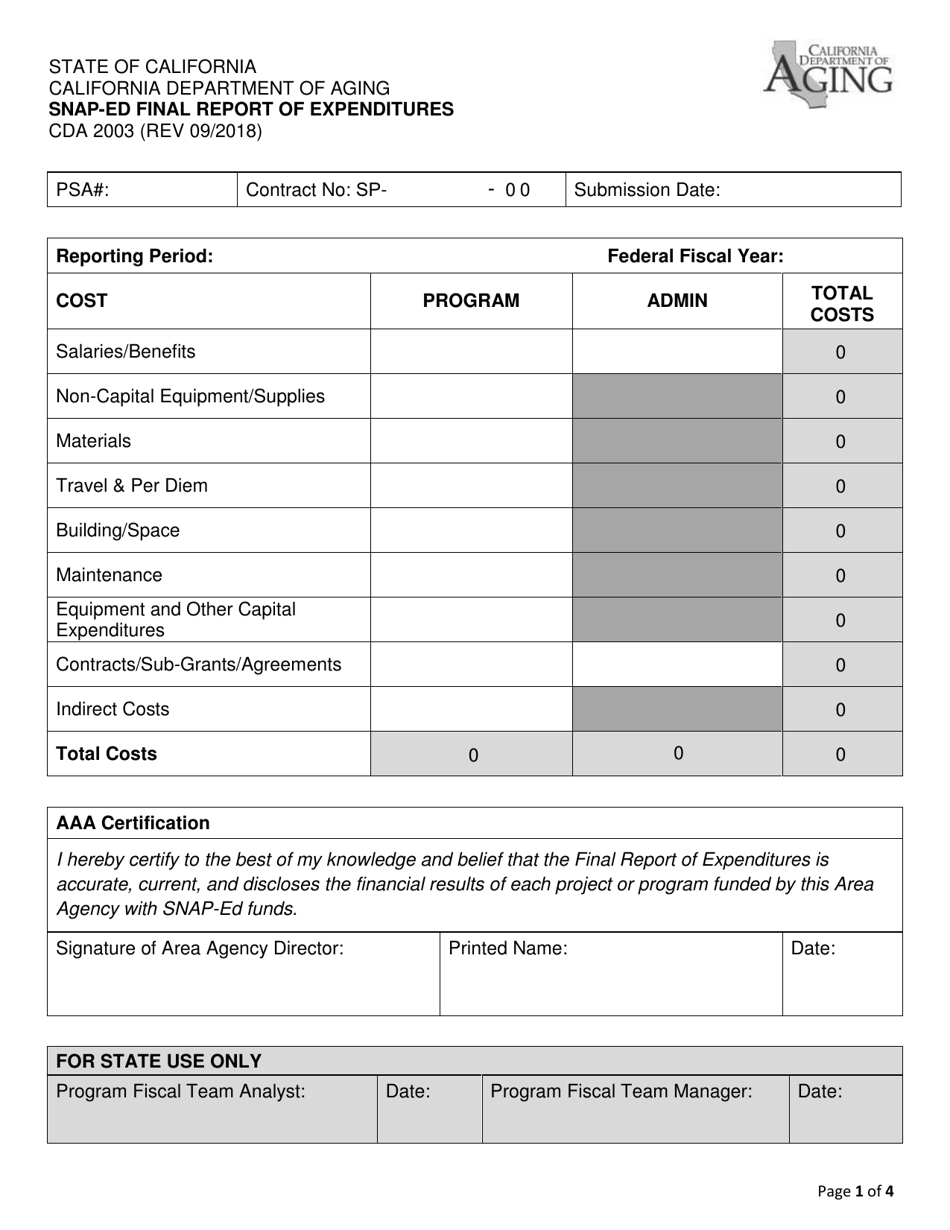 Form CDA2003 - Fill Out, Sign Online and Download Fillable PDF ...