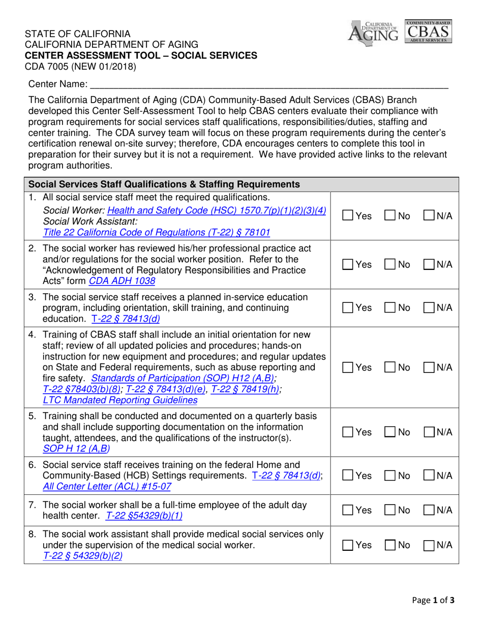 Form CDA7005 - Fill Out, Sign Online and Download Fillable PDF ...