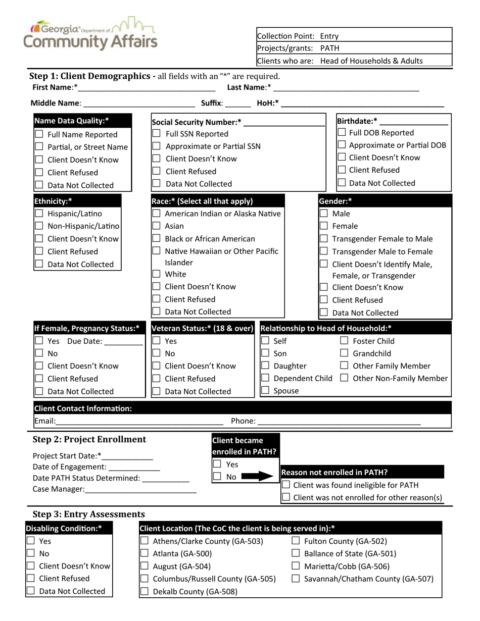 Georgia (United States) Path - Head of Household - Intake Form - Fill ...