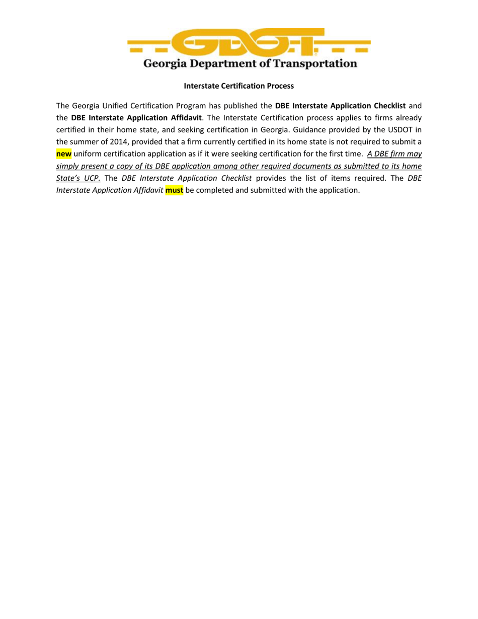 Georgia (United States) Disadvantaged Business Enterprise Interstate ...