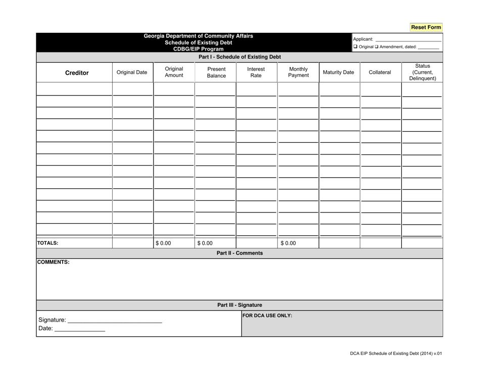 Georgia (United States) Schedule of Existing Debt - Cdbg/Eip Program ...