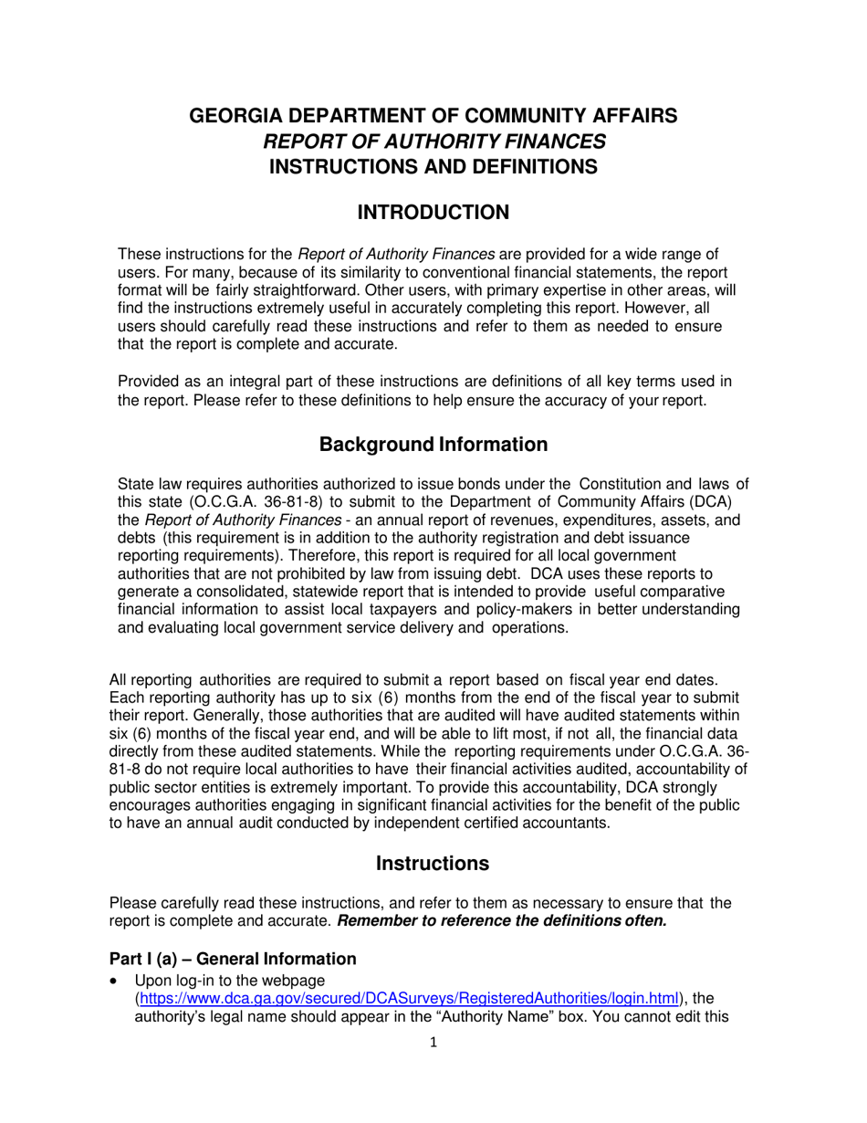 Download Instructions for Report of Authority Finances PDF | Templateroller