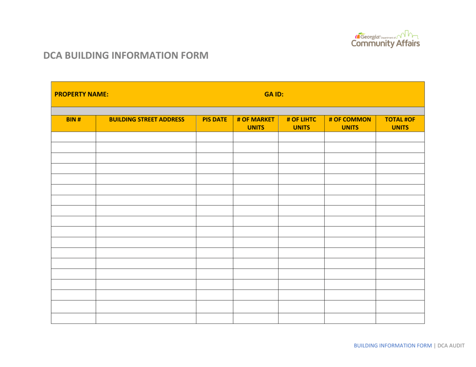 Georgia (United States) Building Information Form - Fill Out, Sign ...
