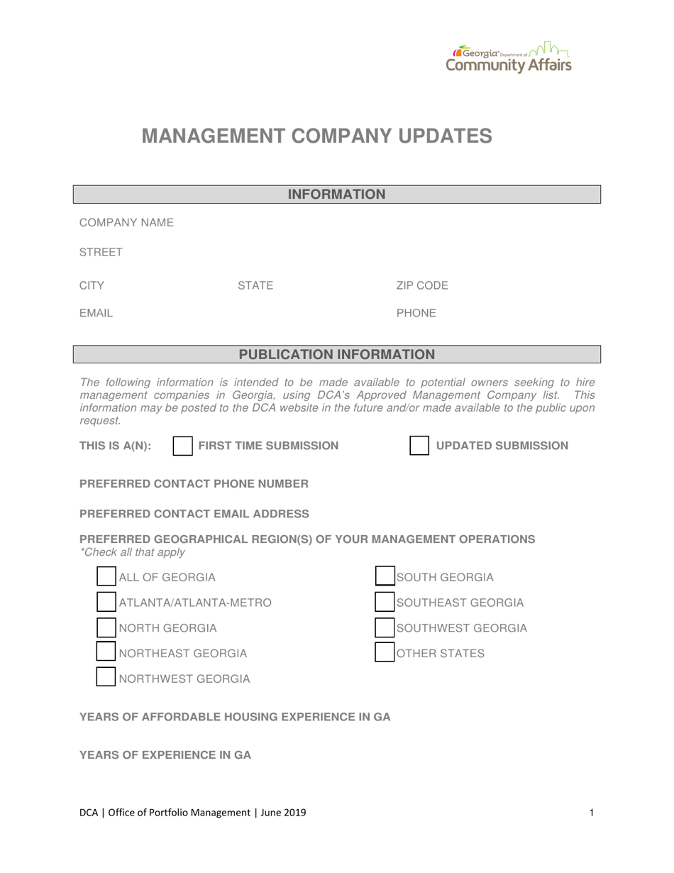 Georgia (United States) Management Company Updates - Fill Out, Sign ...