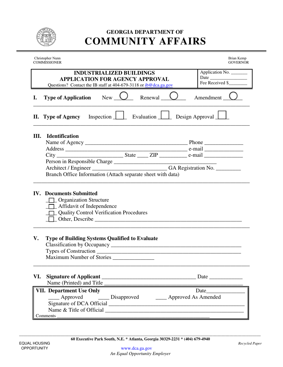 Georgia (United States) Application for Agency Approval ...
